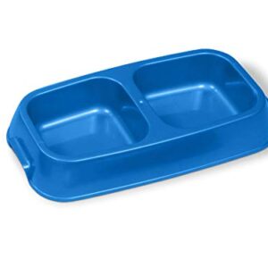 Van Ness Pet Lightweight Medium Double Dish Feeder For Cats And Dogs, 42 OZ Capacity,Blue