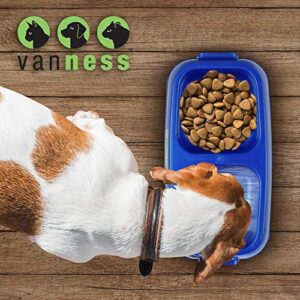 Van Ness Pet Lightweight Medium Double Dish Feeder For Cats And Dogs, 42 OZ Capacity,Blue