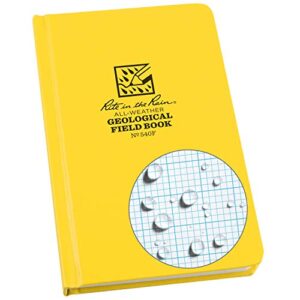 rite in the rain weatherproof hard cover notebook, 4 3/4" x 7 1/2", yellow cover, geological pattern (no. 540f)