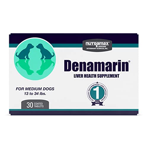 Nutramax Denamarin Liver Health Supplement for Medium Dogs - With S-Adenosylmethionine (SAMe) and Silybin, 30 Tablets