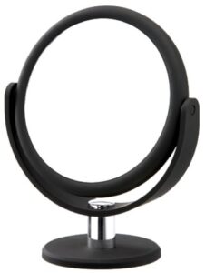 danielle portable two-sided vanity makeup mirror with 12x magnification, midnight matte black