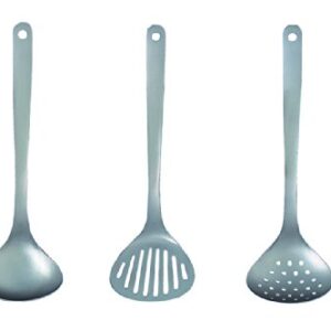 Sori Yanagi Kitchen Tools, Set of 3 (Turner, Skimmer, Ladle), Total Length: 8.9 inches (22.5 cm), Stainless Steel