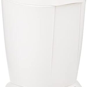 simplehuman Compact Round Bathroom Step Trash Can, 6 Liter / 1.6 Gallon, White Plastic