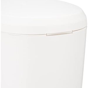 simplehuman Compact Round Bathroom Step Trash Can, 6 Liter / 1.6 Gallon, White Plastic