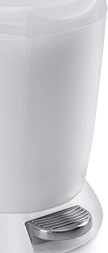 simplehuman Compact Round Bathroom Step Trash Can, 6 Liter / 1.6 Gallon, White Plastic