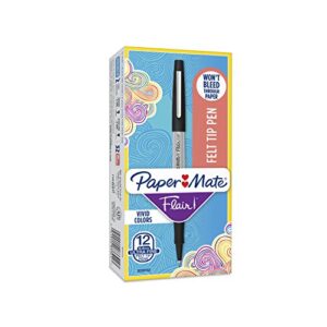 paper mate flair felt tip pens, ultra fine point (0.4mm), black, 12 count