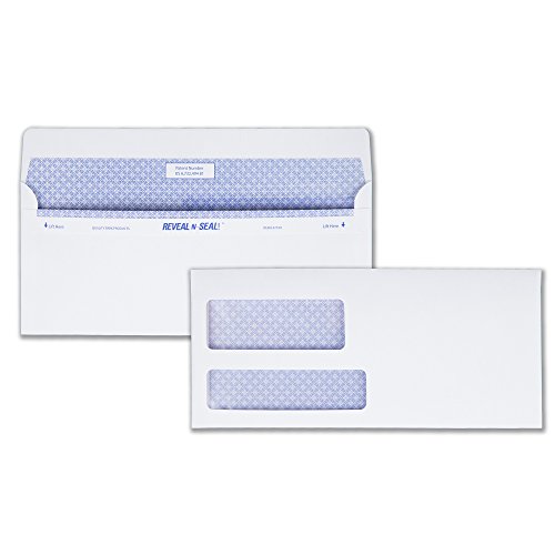 Quality Park #9 Security Envelopes, Double Window, Tamper Evident, Invoices/QuickBooks Statements, 3-7/8" x 8-7/8", 24 lb White, 500/Box (QUA67529)