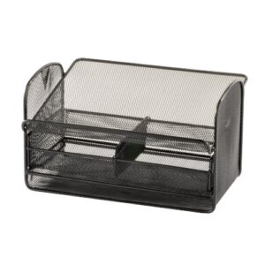 safco onyx mesh telephone stand with drawer, 2160bl - office file storage & angled top platform - powder coated steel - 9.25 x 11.75 x 7 inches