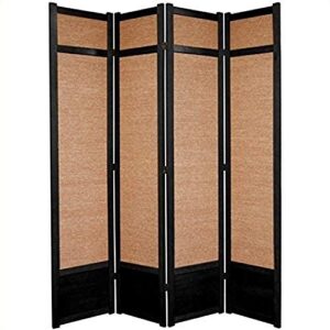 oriental furniture 7 ft. tall jute shoji screen - 4 panel - black