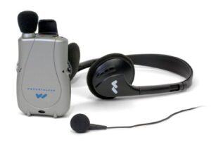 williams sound pkt d1 h26 pocketalker ultra with rear-wear headphone, 200 hours of battery life, adjustable tone and volume control, accommodates a variety of earphone and headphone options