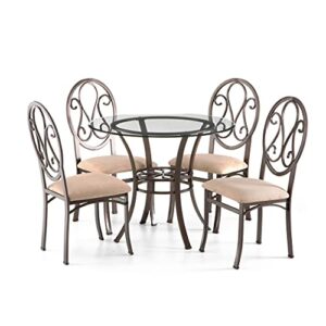 SEI Furniture Lucianna Dining Chairs - Set of 4 - Dark Brown Frame w/ Beige Suede Seat