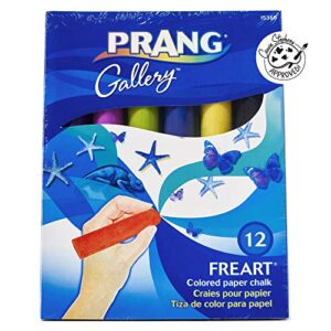 prang freart colored paper chalk, large, round tapered sticks, 1 x 4 inches, 12 sticks per box, 12 assorted colors (15360)