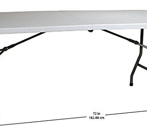 Office Star Resin Rectangle Center-Folding Portable Table for Picnics, Camping, and Tailgating, 6 Feet