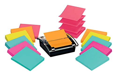 Post-it Sheet Super Sticky Note and Dispenser Value Pack, 3 in x 3 in, 12 Pads, Assorted Colors (DS330-SSVA)