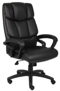 boss office products high back no tools required top grain leather chair in black