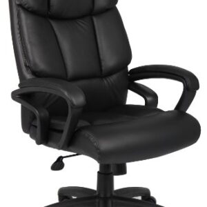 Boss Office Products High Back No Tools Required Top Grain Leather Chair in Black