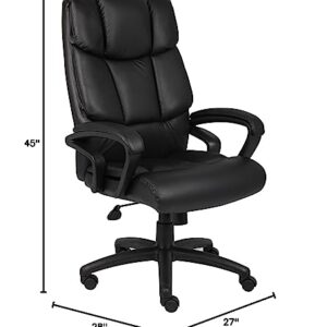 Boss Office Products High Back No Tools Required Top Grain Leather Chair in Black