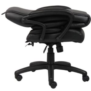 Boss Office Products High Back No Tools Required Top Grain Leather Chair in Black