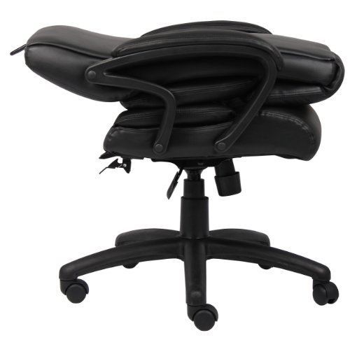 Boss Office Products High Back No Tools Required Top Grain Leather Chair in Black