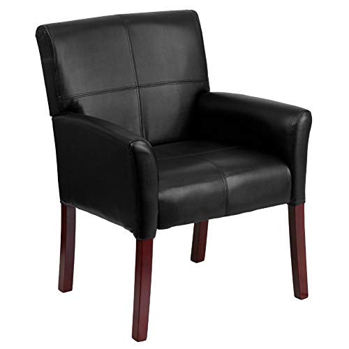 Flash Furniture Taylor Black LeatherSoft Executive Side Reception Chair with Mahogany Legs