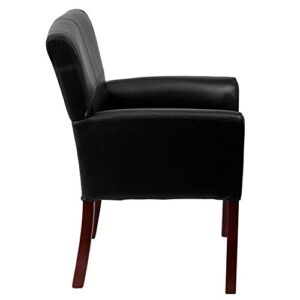 Flash Furniture Taylor Black LeatherSoft Executive Side Reception Chair with Mahogany Legs