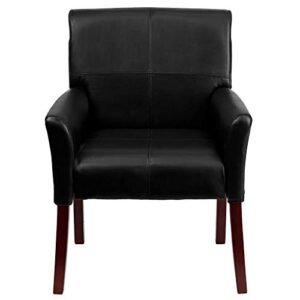 Flash Furniture Taylor Black LeatherSoft Executive Side Reception Chair with Mahogany Legs