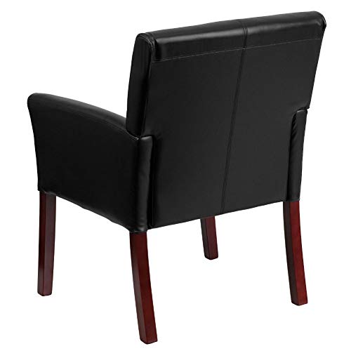 Flash Furniture Taylor Black LeatherSoft Executive Side Reception Chair with Mahogany Legs