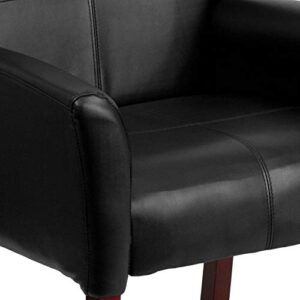 Flash Furniture Taylor Black LeatherSoft Executive Side Reception Chair with Mahogany Legs