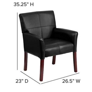 Flash Furniture Taylor Black LeatherSoft Executive Side Reception Chair with Mahogany Legs