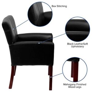 Flash Furniture Taylor Black LeatherSoft Executive Side Reception Chair with Mahogany Legs