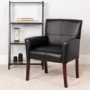 Flash Furniture Taylor Black LeatherSoft Executive Side Reception Chair with Mahogany Legs