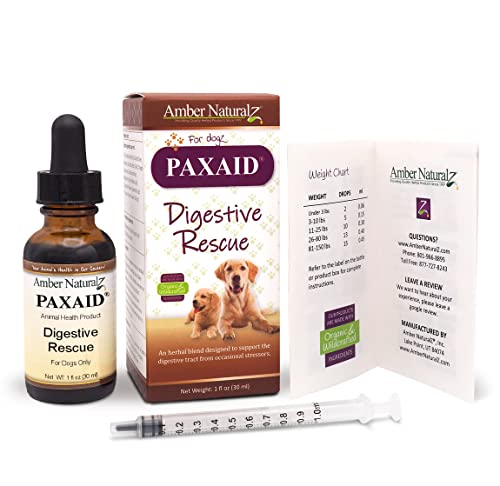 Amber NaturalZ - Paxaid Digestive Rescue - Appetite, Gut, Digestive Health, and Vitality Support for Puppies and Dogs. Helps Support Digestive enzymes and Occasional gastric upsets - 1 Oz Bottle