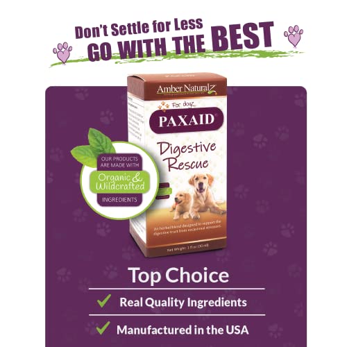 Amber NaturalZ - Paxaid Digestive Rescue - Appetite, Gut, Digestive Health, and Vitality Support for Puppies and Dogs. Helps Support Digestive enzymes and Occasional gastric upsets - 1 Oz Bottle