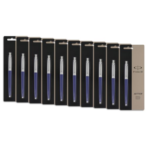 Parker Jotter Special Blue Retractable Ballpoint Pen, Black Ink (Tray of 10)