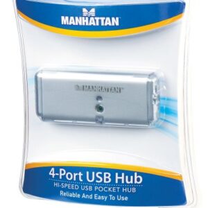 Manhattan 4-Port Hi-Speed USB Pocket Hub - Silver (160599)