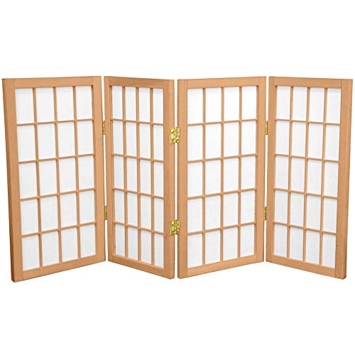 2 ft. Short Desktop Window Pane Shoji Screen - Natural - 4 Panels