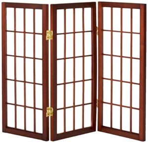 2 ft. short desktop window pane shoji screen - walnut - 3 panels