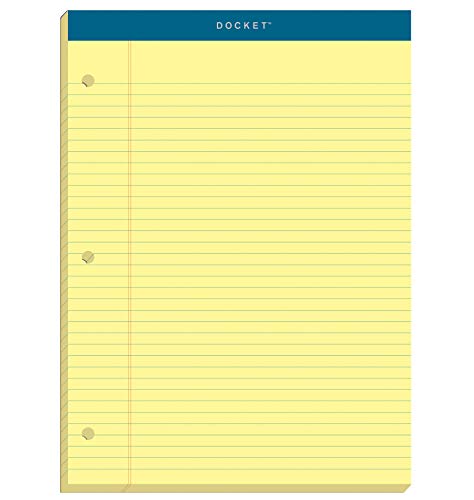 TOPS 63383 Double Docket Writing Pad, 8 1/2 x 11 3/4, Canary, 100 Sheets