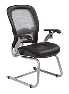 space seating air grid back with leather seat visitors chair, black