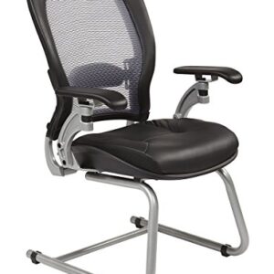 SPACE Seating Air Grid Back with Leather Seat Visitors Chair, Black