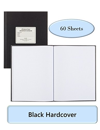 National Laboratory Notebook, 5 x 5 Quad Ruling, Black Hard Cover, 11" x 8.5", 60 Sheets (43591)