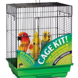 Prevue Hendryx 91321 Square Roof Bird Cage Kit, Black and Green, 5/8"