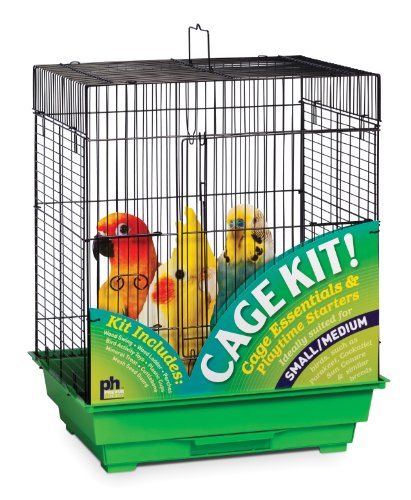 Prevue Hendryx 91321 Square Roof Bird Cage Kit, Black and Green, 5/8"