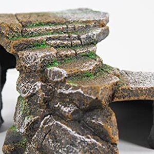 PENN-PLAX Reptology Shale Scape Step Ledge & Cave Hideout – Decorative Resin for Aquariums & Terrariums – Great for Reptiles, Amphibians, and Fish – Medium