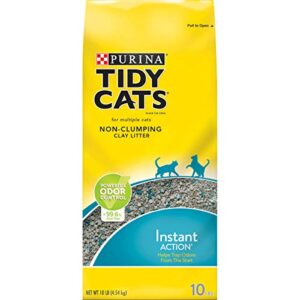 purina tidy cats non clumping cat litter, instant action low tracking cat litter - (4) 10 lb. bags