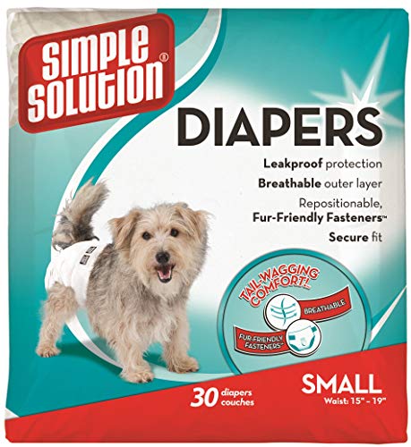 Simple Solution Disposable Dog Diapers for Female Dogs | Super Absorbent Leak-Proof Fit | Small | 30 Count