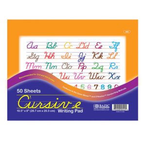 bazic cursive writing pad, 10.5 x 8 inch