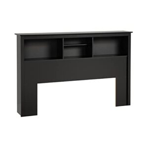 prepac freestanding full/queen bookcase headboard, 65.75"w x 11"h, black