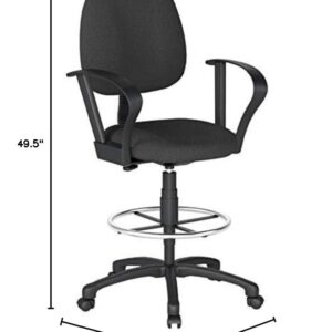 Boss Office Products Ergonomic Works Drafting Chair with Loop Arms in Black