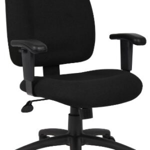 Boss Office Products Fabric Task Chair with Adjustable Arms in Black